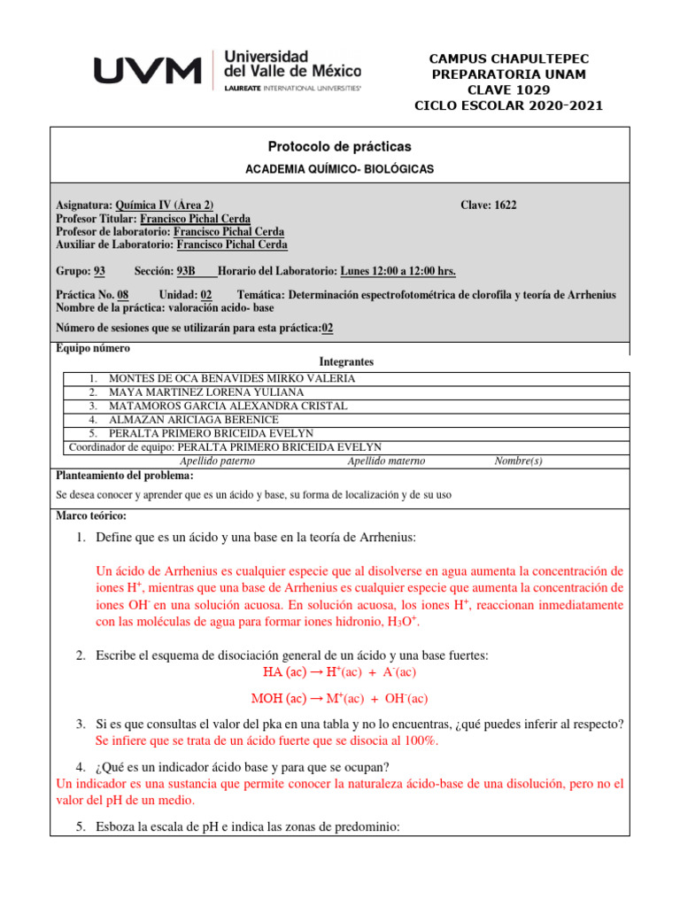 Protocolo e Informe 8 | PDF | Valoración | Química
