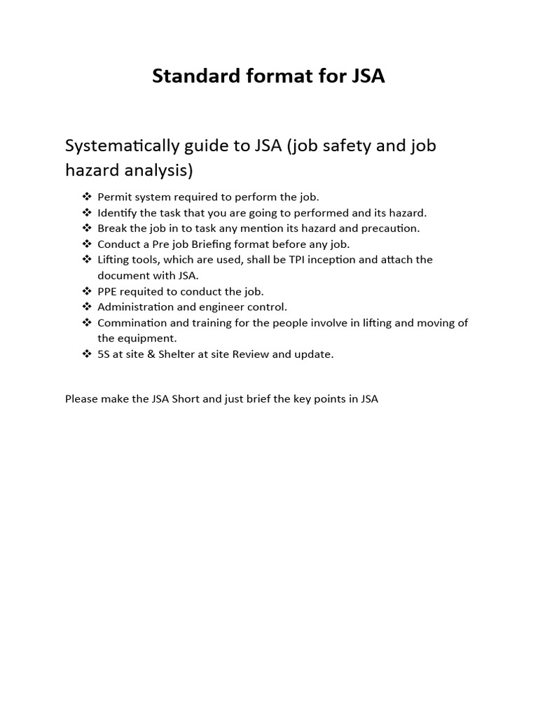 Standard Format For JSA | PDF | Computers