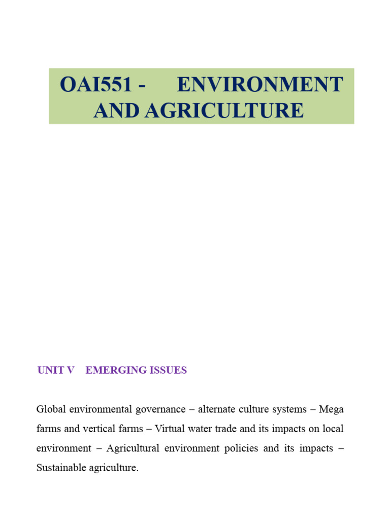 Ea Unit - 5 | PDF | Agriculture | Hydroponics