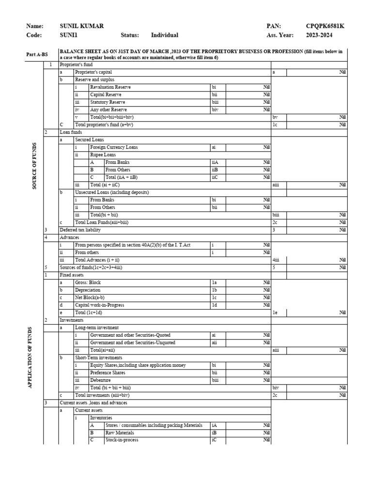 BALANCE SHEET | PDF | Loans | Deferred Tax
