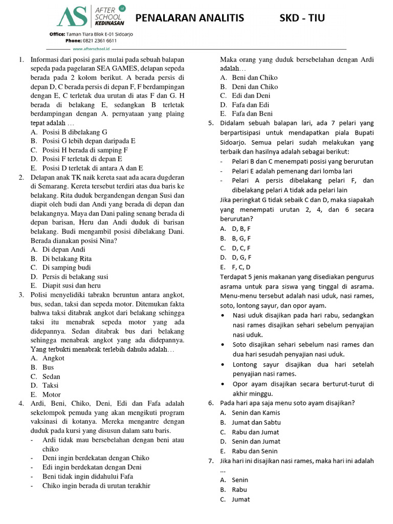 Penalaran Analitis HT 5 | PDF