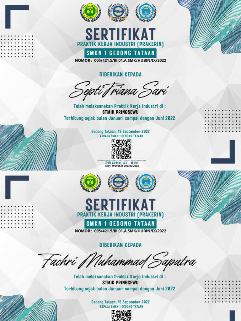 Sertifikat: Septi Triana Sari | PDF