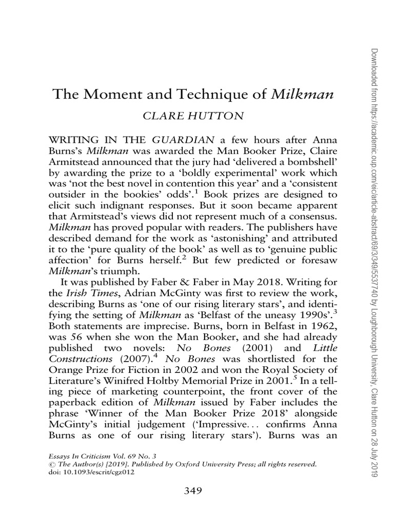 The Moment and Technique of Milkman | PDF | Narration | Brexit