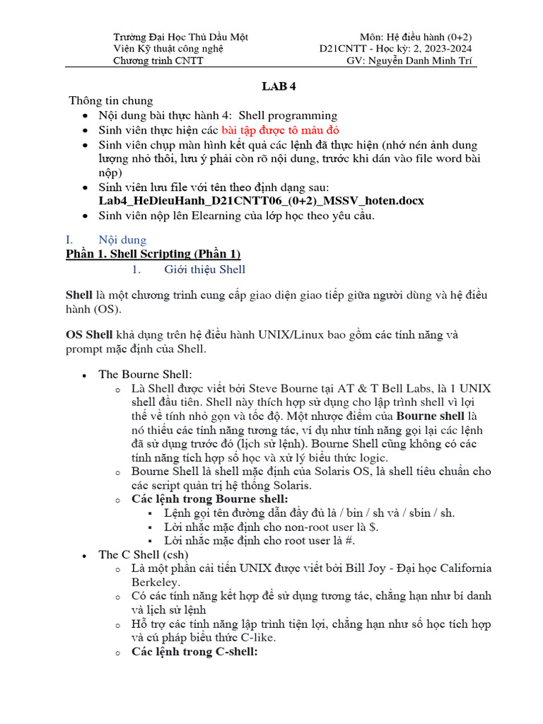 Lab 4 - Lap Trinh Shell - D21CNTT06 | PDF