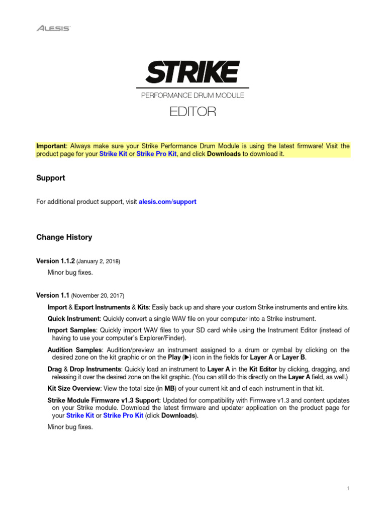 Strike Editor - Release Notes - v1.1.2 | PDF
