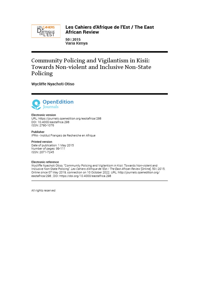 Community Policing and Vigilantism | PDF
