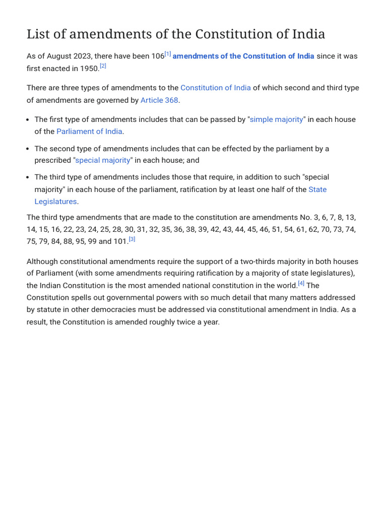Indian Constitution Amendments List | PDF | Constitutional Amendment ...