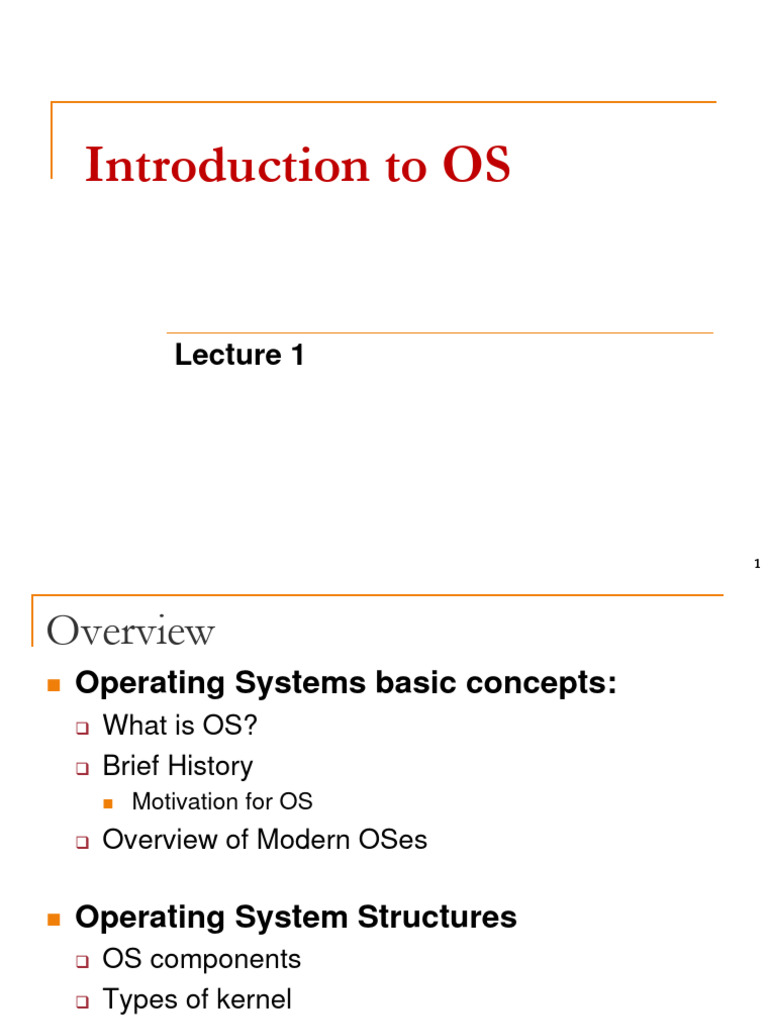 L1 - Introduction | PDF | Operating System | Kernel (Operating System)