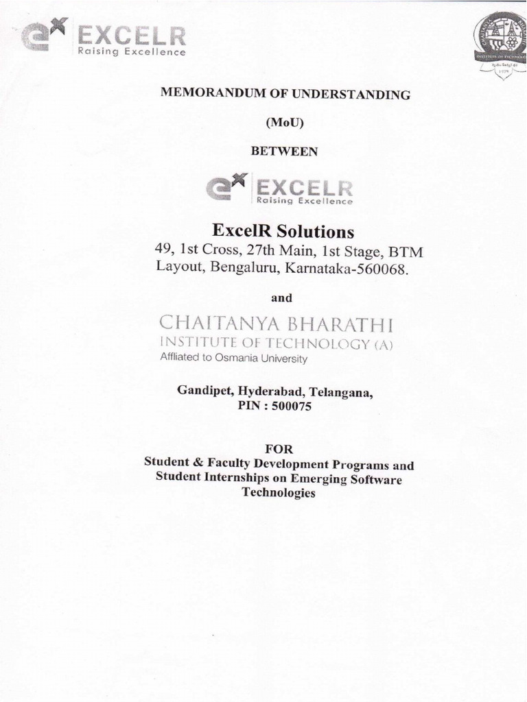 MoU With Excelr 25.03.2023 | PDF