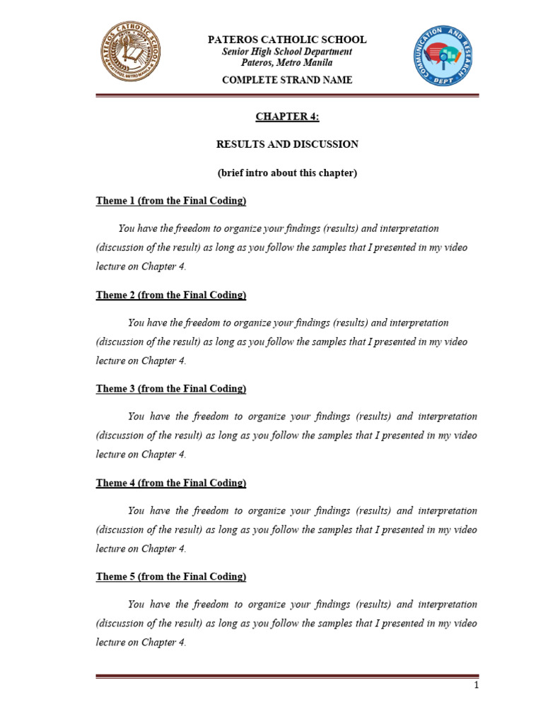 Chapter 4: Results & Discussion Guide | PDF