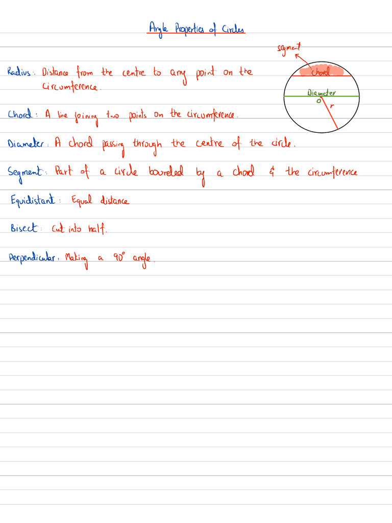Angle Properties of Circles (Notes) | PDF