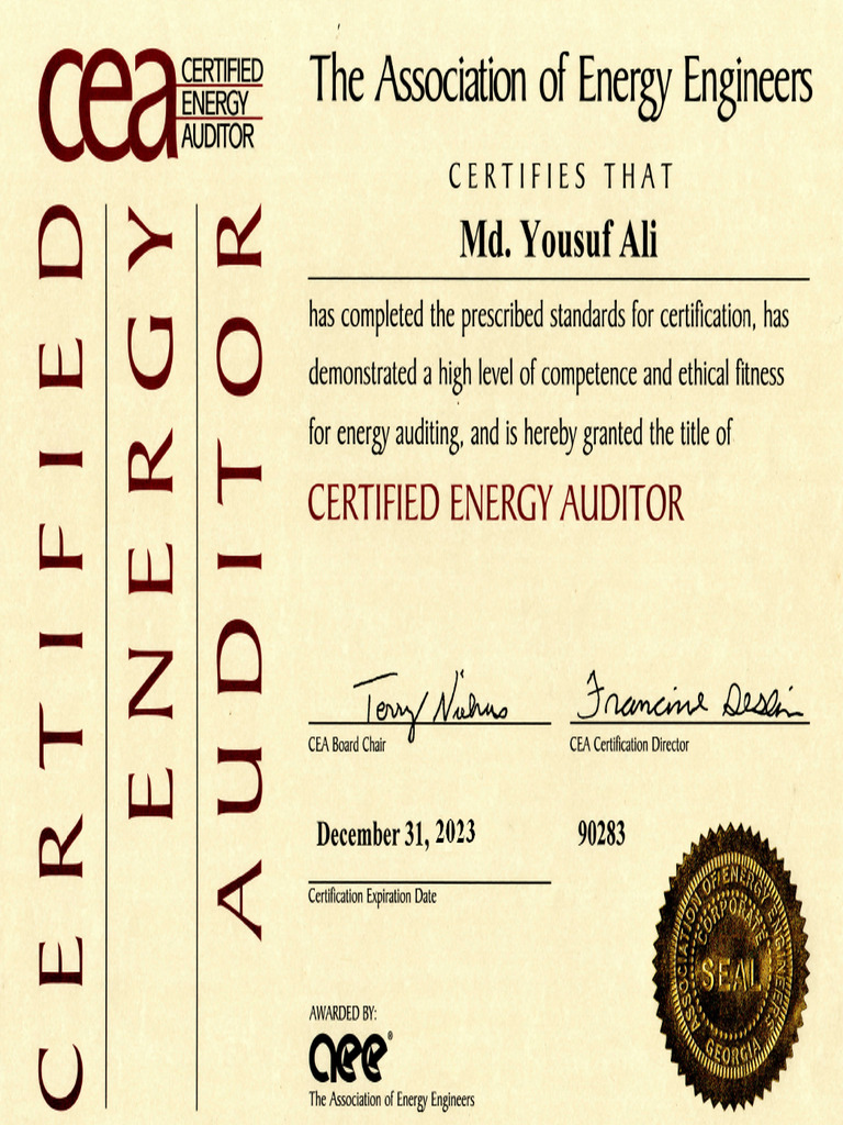 Cea Certificate Yousuf | PDF