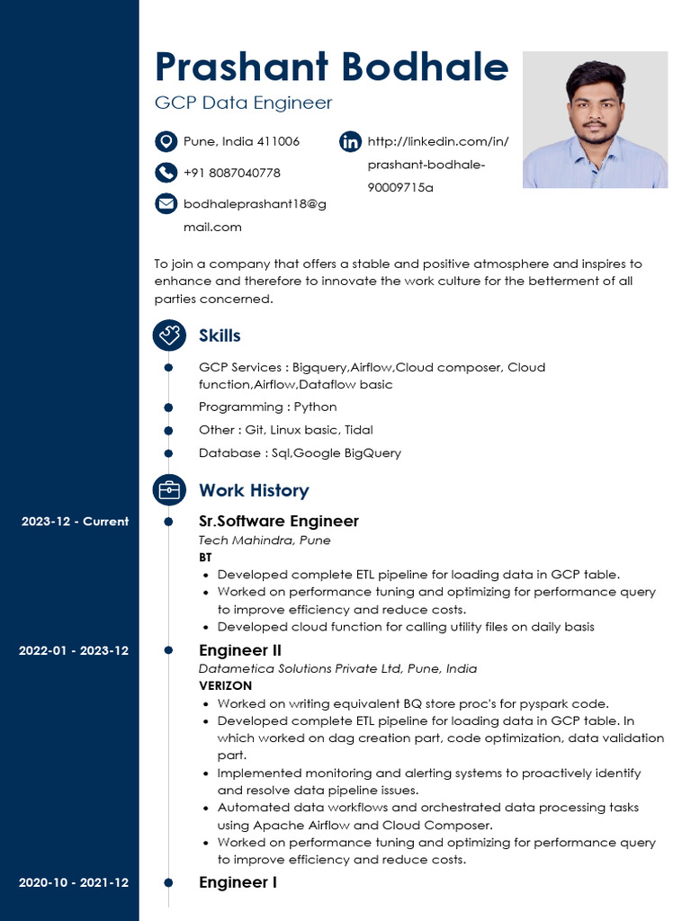Prashant Bodhale GCP Data Engineer (3.5 Exp) | PDF | Cloud Computing ...
