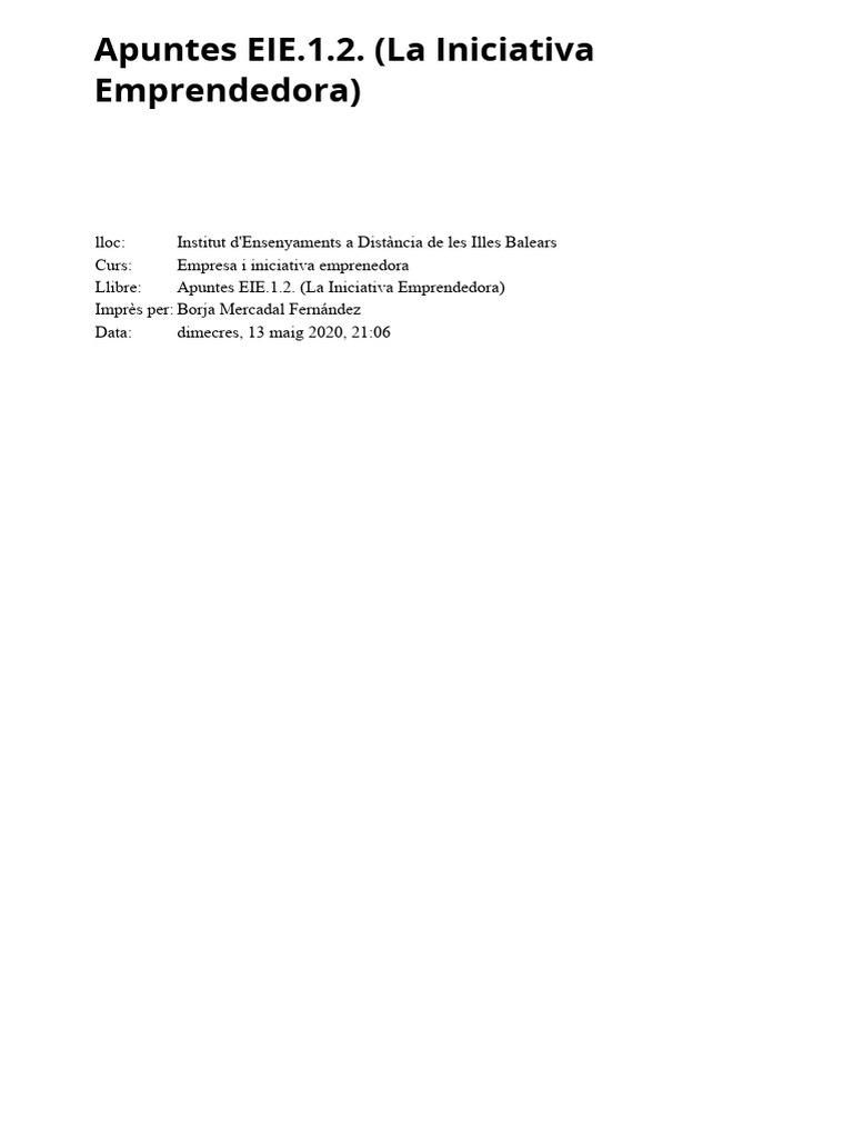 Tema 1 EIE | PDF | Iniciativa empresarial | Business