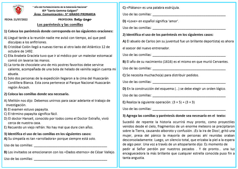 Uso de Paréntesis y Comillas en Español | PDF