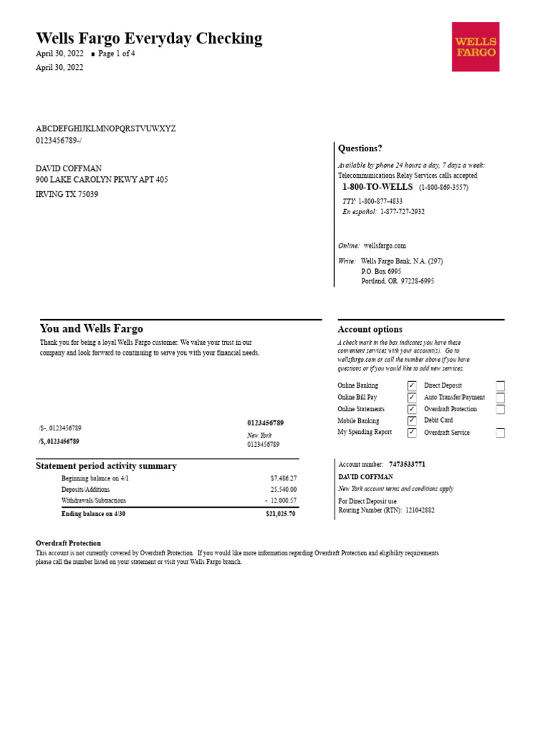 Wells Fargo2 | PDF | Overdraft | Wells Fargo