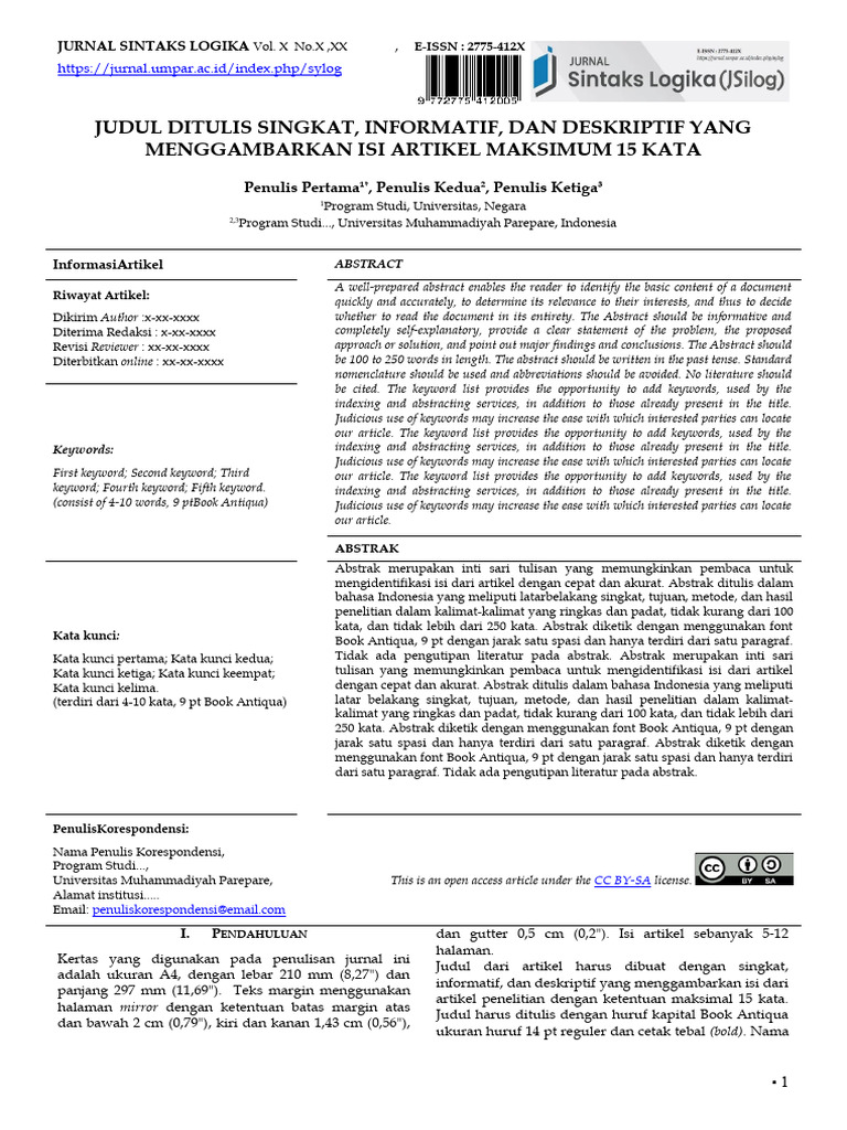 Template Jurnal Sintaks Logika | PDF | Transmisi Data | Arsitektur Jaringan