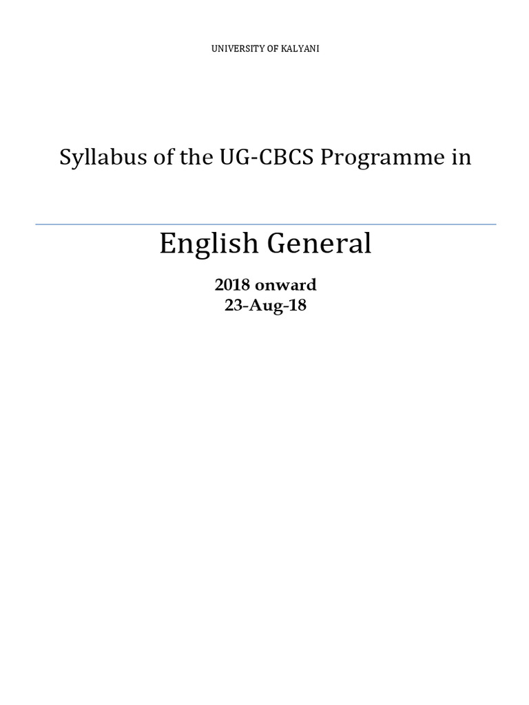Syllabus of The UG CBCS English Programme | PDF | Communication | Reading Comprehension