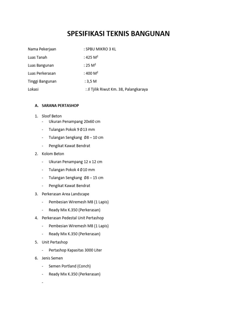 SPESIFIKASI TEKNIS | PDF