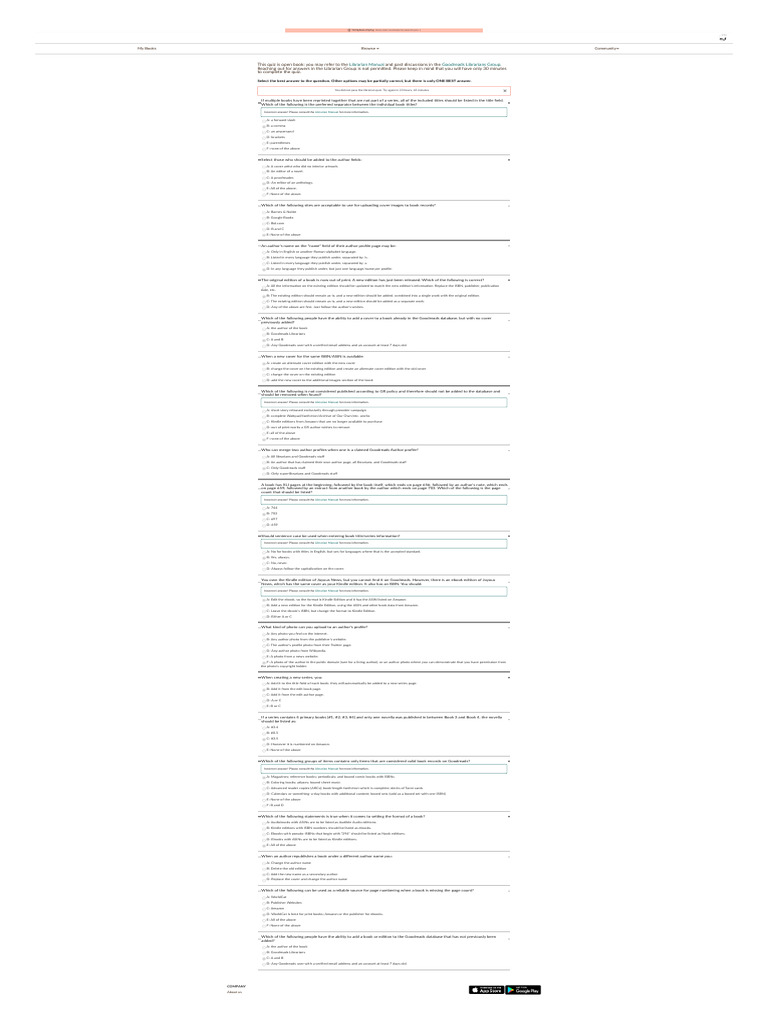 Goodreads Quiz v2 | PDF | Books | Amazon Kindle