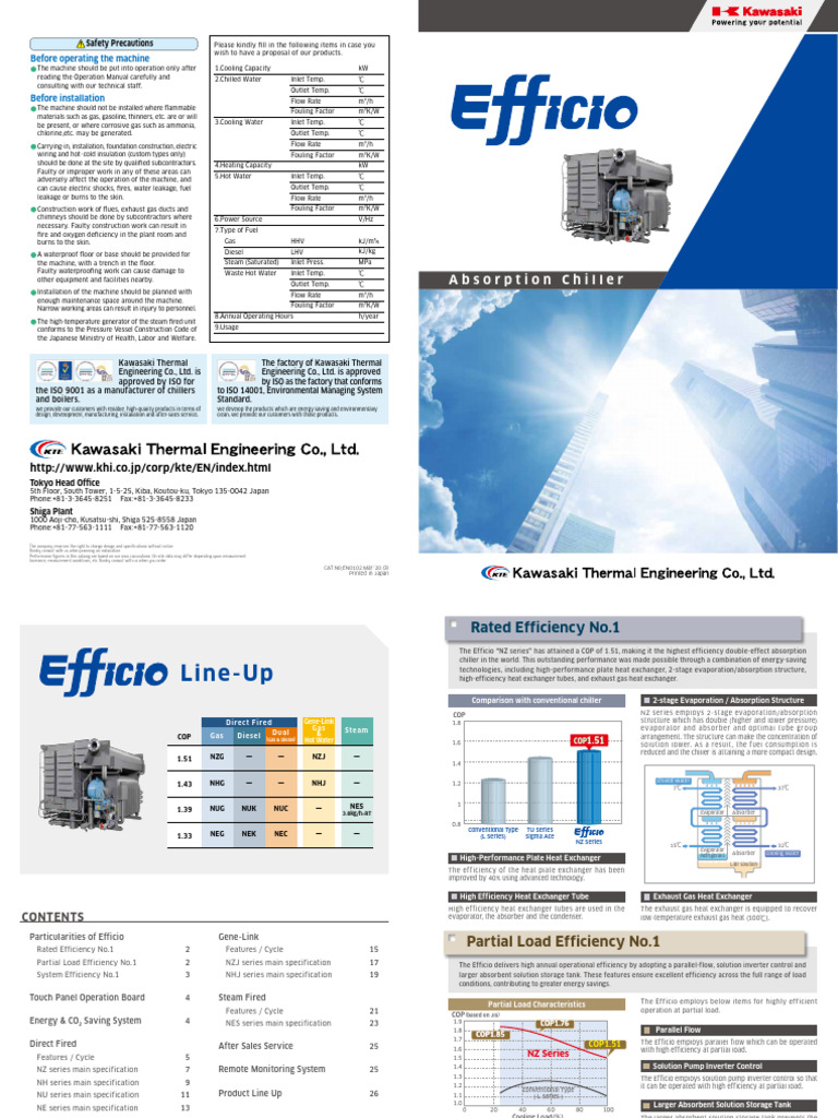 Absorption Chiller Catalogue of KAWASAKI (JAPAN) | PDF | Heat Exchanger ...