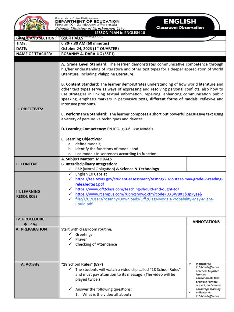 CO1-DLP-DARA-UG 4as SY 2023 2024 | PDF | Learning | Thought