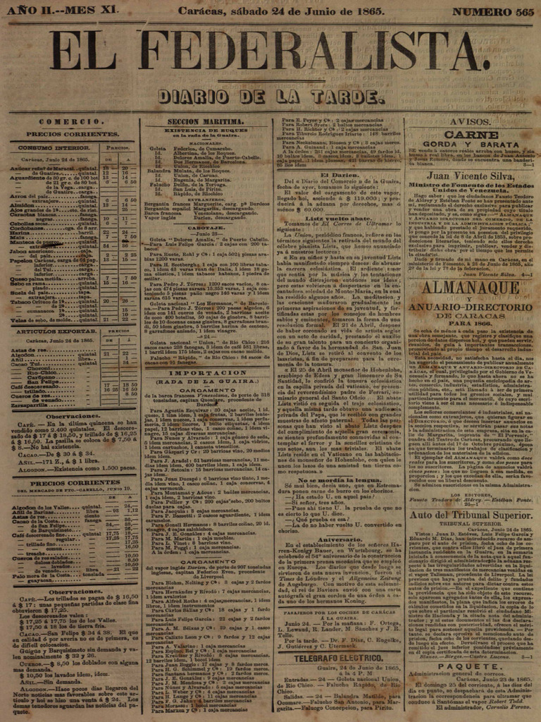 Diario El Federalista. 1865 | PDF