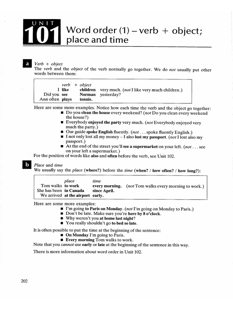 Reference and Practice For Intermediate Students of English - WORD ORDER | PDF