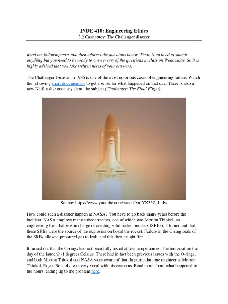 3.2 Case Study - The Challenger Disaster | PDF | Science & Mathematics ...