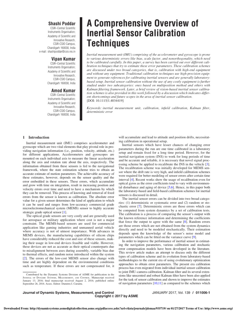 A Comprehensive Overview Of Inertial Sensor Calibration Techniques