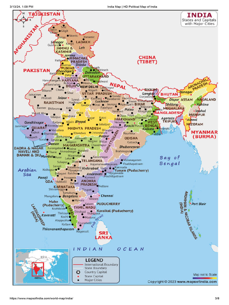India Map - HD Political Map of India | PDF