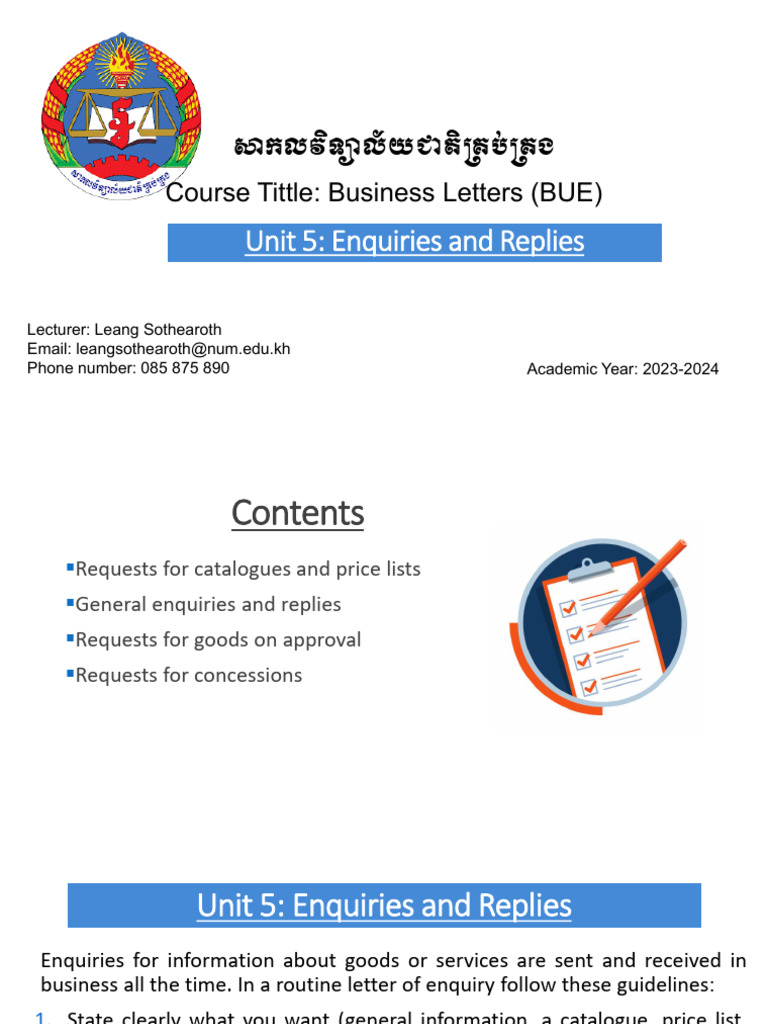 Unit5 Enquiries and Replies | PDF