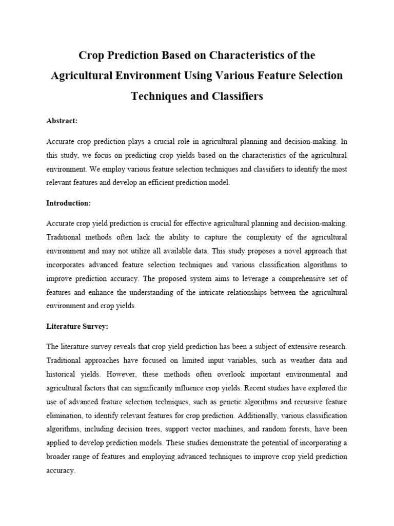 Crop 4679 Stics of The Agricultural Environment Using Various Feature ...