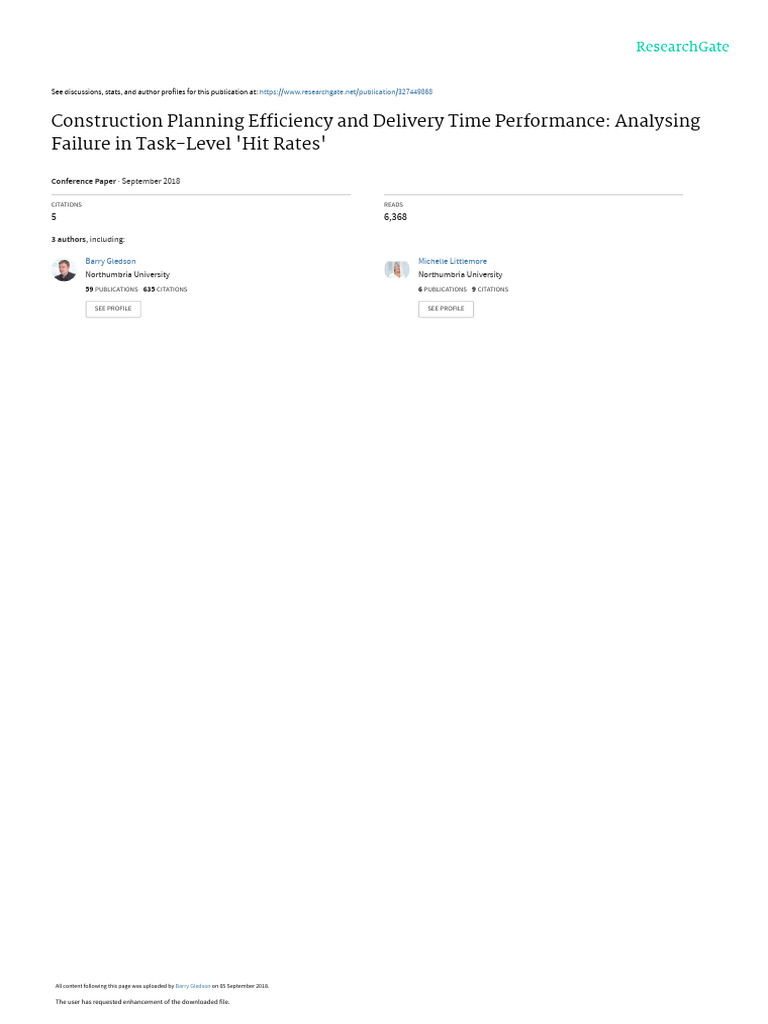 Construction Planning Efficiency and Delivery Time Performance ...