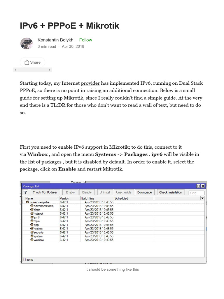 IPv6 + PPPoE + Mikrotik | PDF | I Pv6 | Internet Architecture