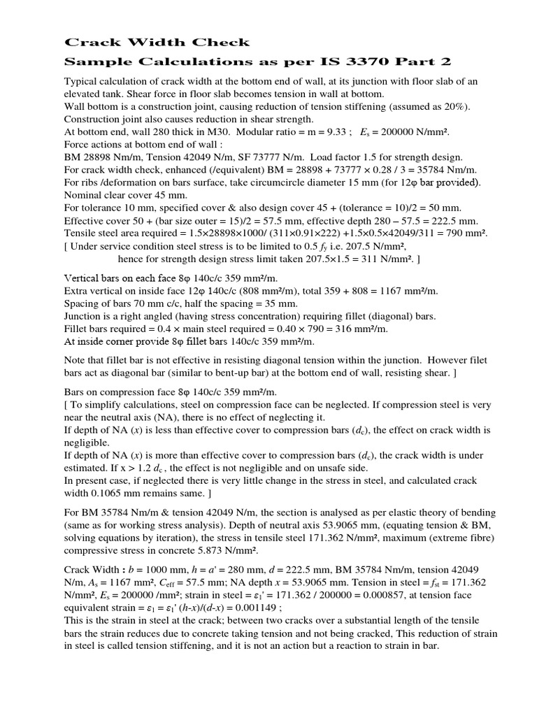 Crack Width Check - Sample | Download Free PDF | Stress (Mechanics ...