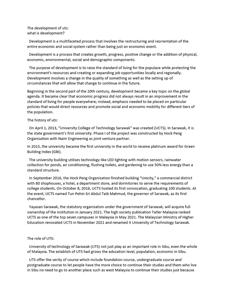 Development and Impact of UTS | PDF | Business