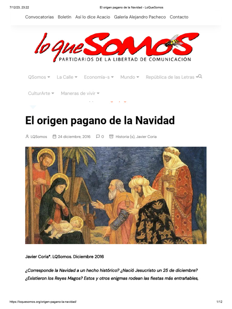El Origen Pagano de La Navidad - LoQueSomos | PDF | Reyes Magos | Natividad De Jesus