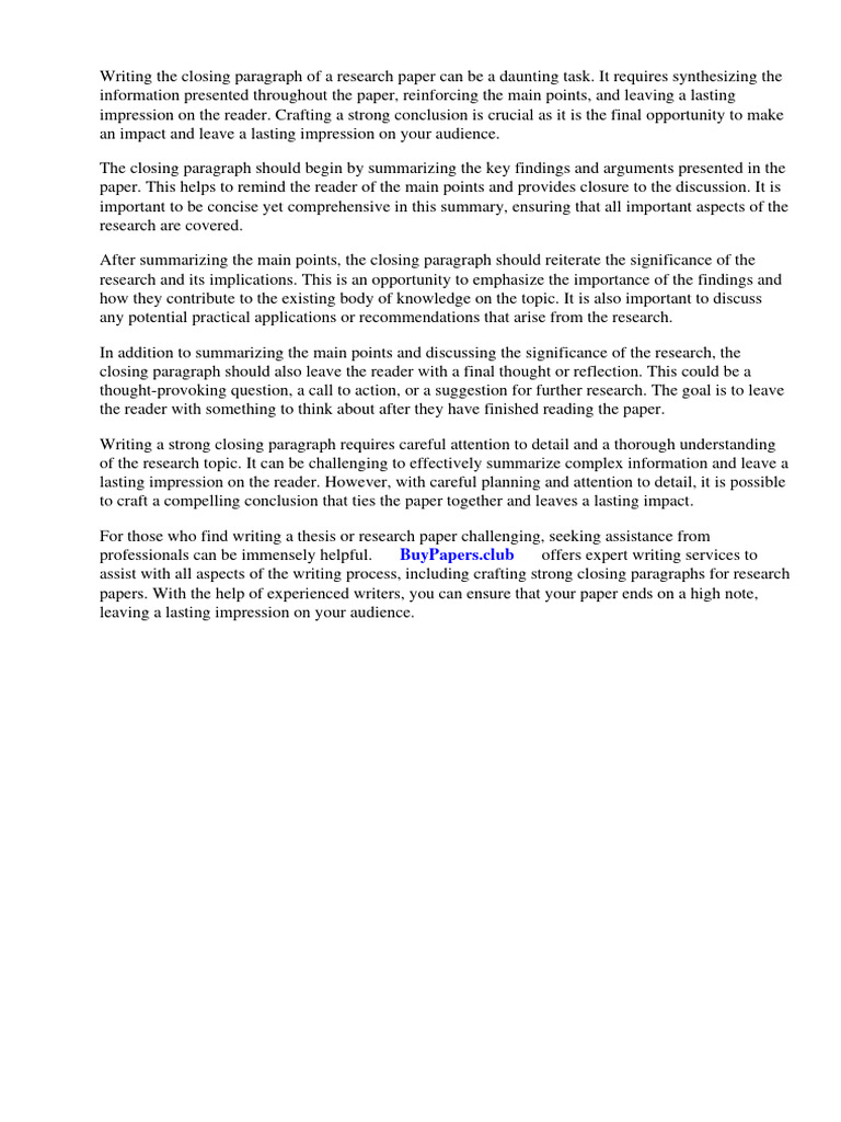 How To Write The Closing Paragraph Of A Research Paper Pdf Essays Paragraph