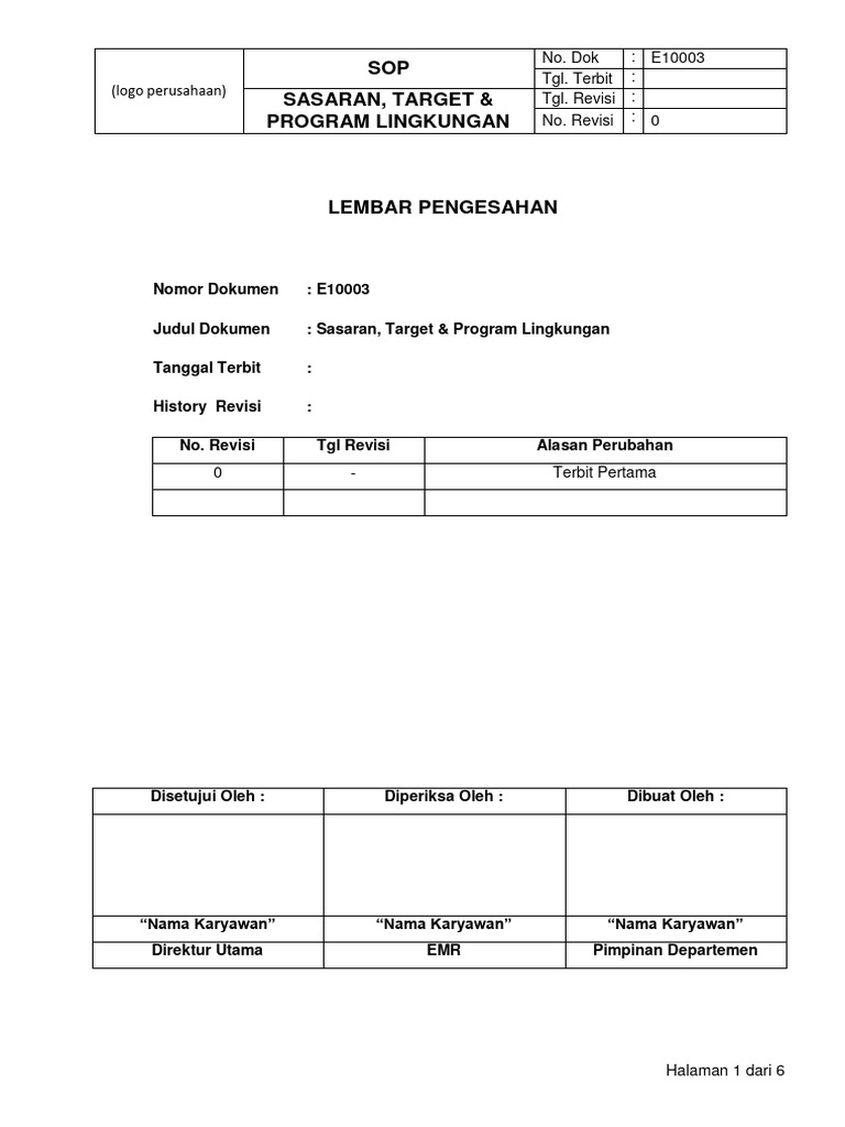 SOP Sasaran, Target & Program Lingkungan | PDF | Bisnis