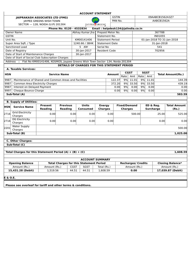 Account Statement - Kosmos - Jan 2018 | PDF | Cheque | Credit Card