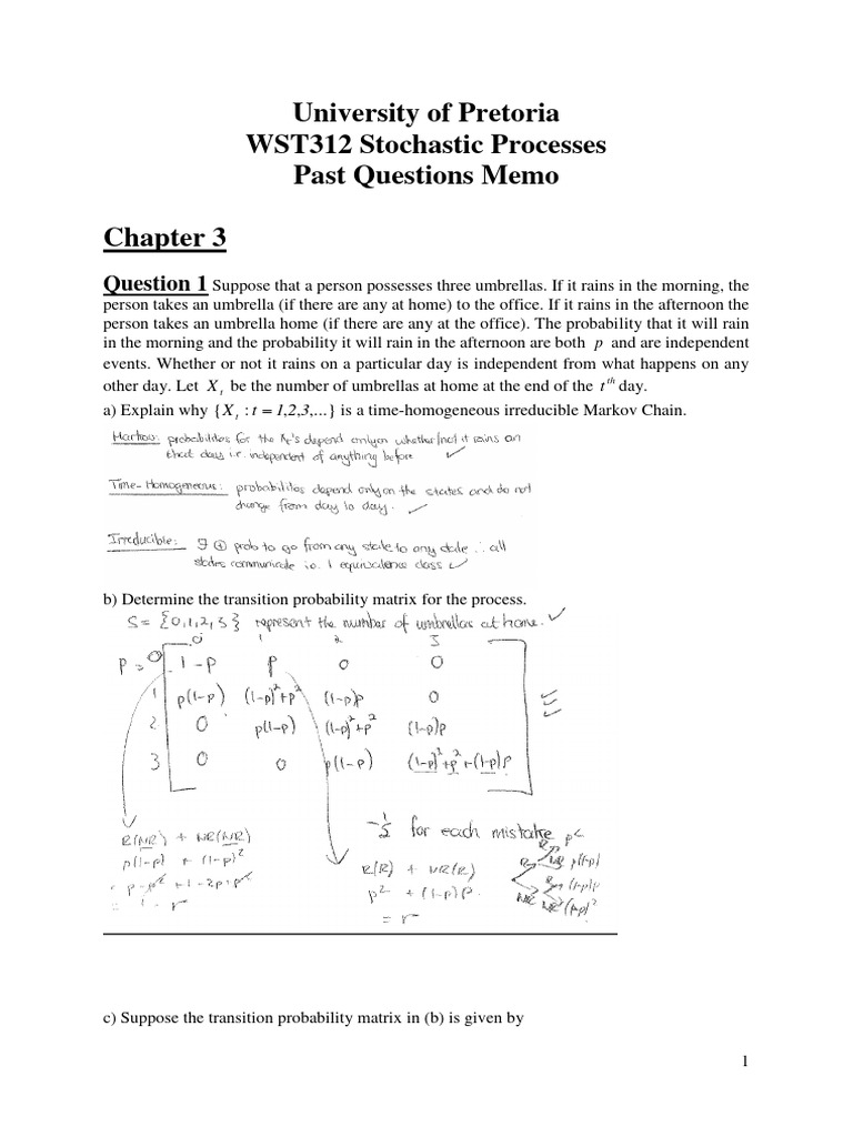 Tutorial Chapter 3 Memo | PDF | Markov Chain | Applied Mathematics