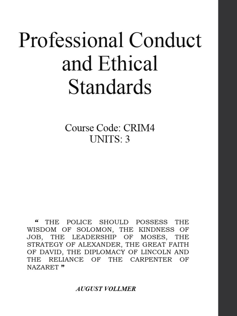 Police Ethics and Professional Conduct | PDF | Morality | Police