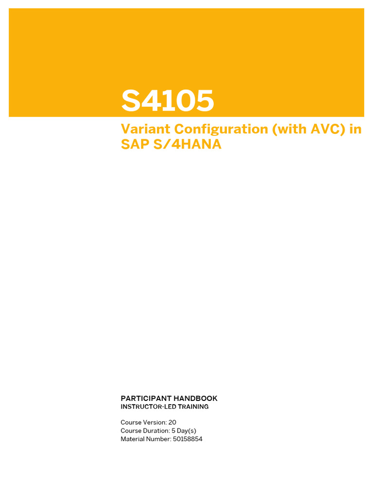 Variant Configuration (With AVC) in Sap S/4Hana: Participant Handbook | PDF | Graphical User ...
