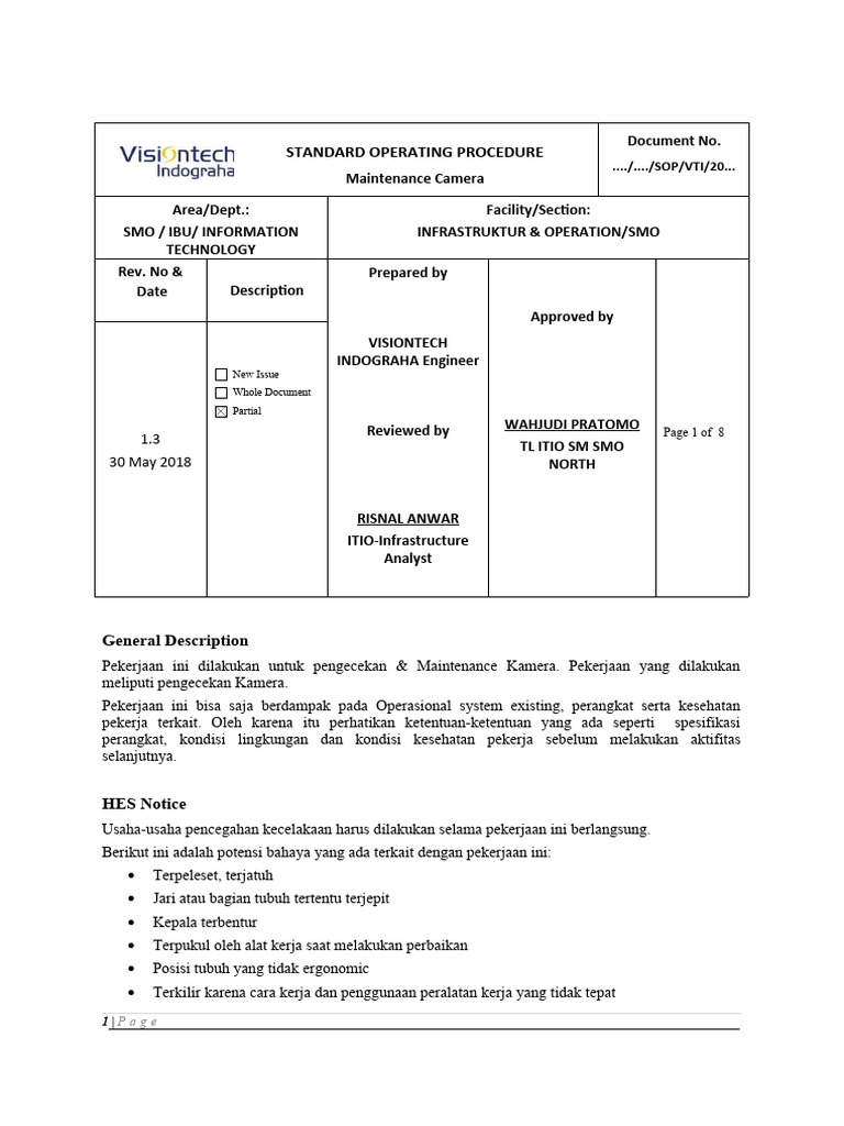 414-SOP Maintenance CCTV | PDF