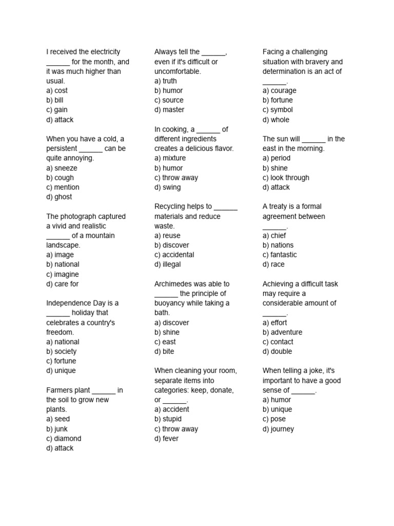 Voca 21-25 Quiz | PDF
