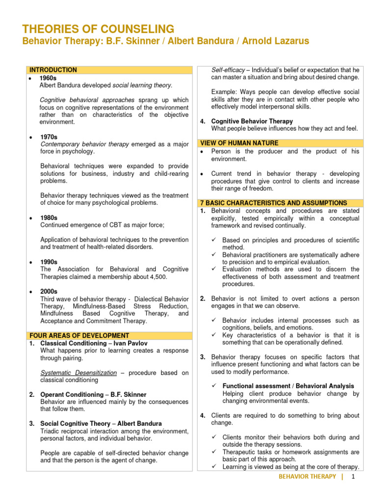 Behavior Therapy | PDF | Psychotherapy | Behaviour Therapy