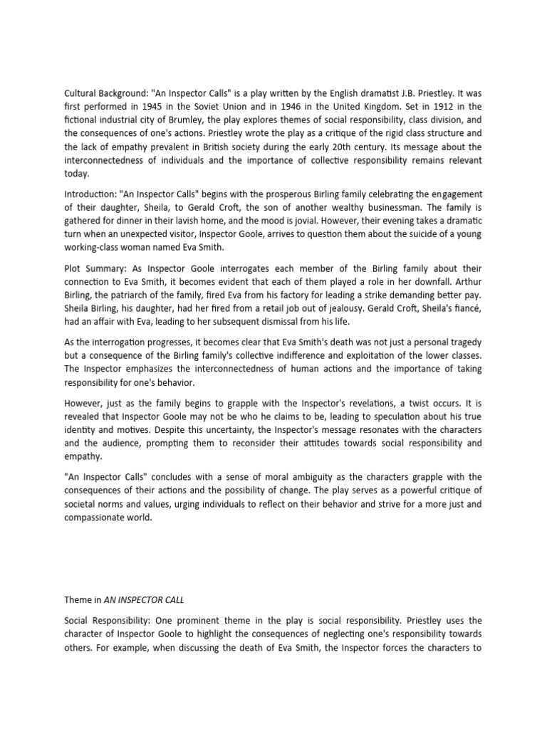 An Inspector Call | PDF | Social Psychology