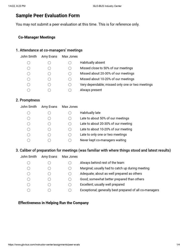 Peer Evaluation Form Overview | PDF | Social Psychology | Cognition