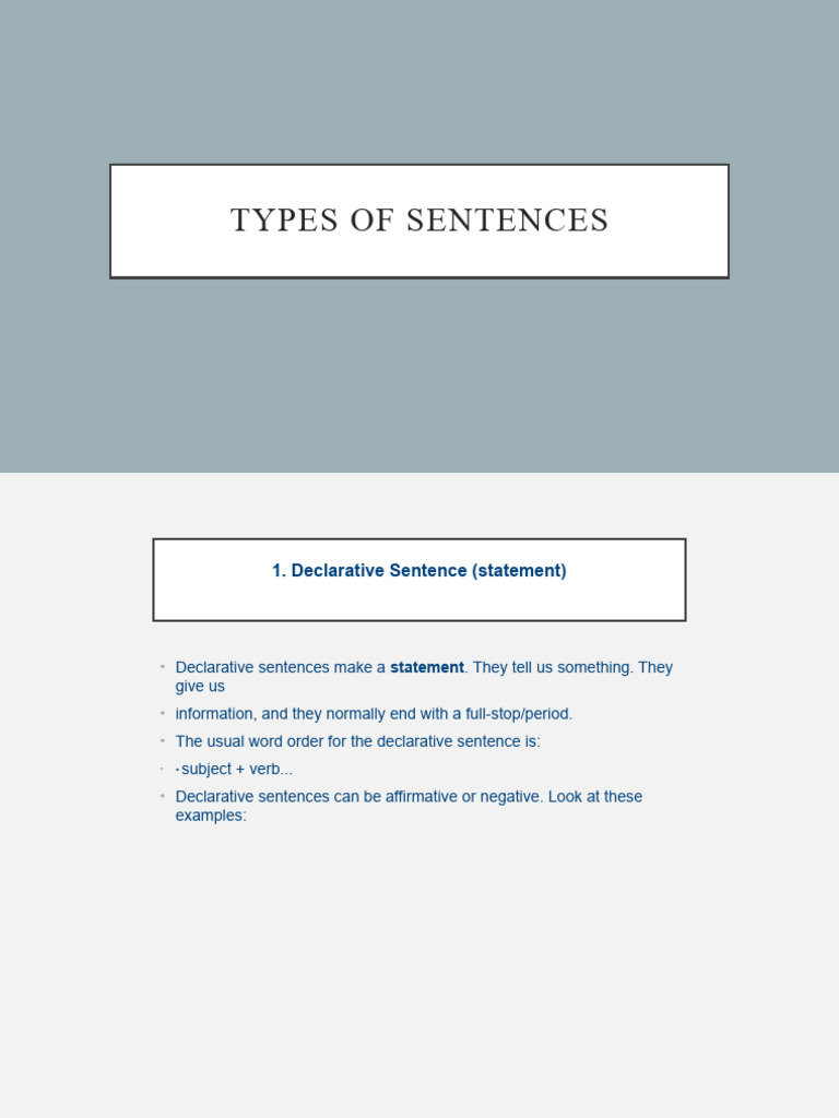 Types of Sentences | PDF | Sentence (Linguistics) | Clause
